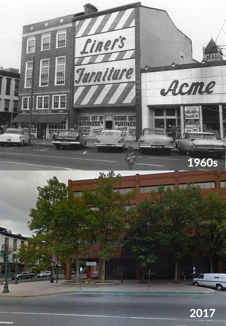 Then & Now - 400 block Penn St | Berks Nostalgia | Reading Berks Americana